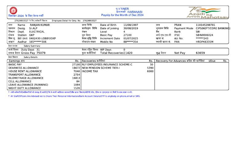 Pay Slip PDF202412 | PDF
