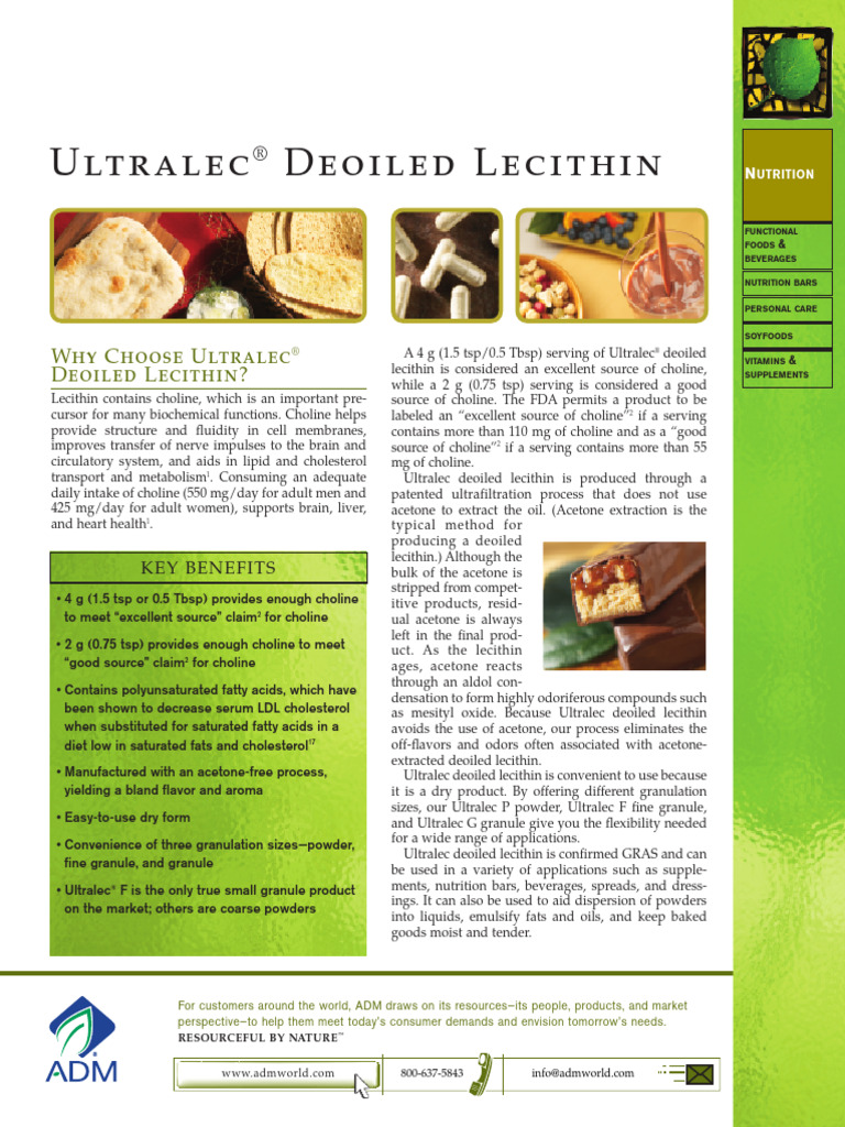 Ultralec Deoiled Lecithin Health | PDF | Fat | Dietary Supplements