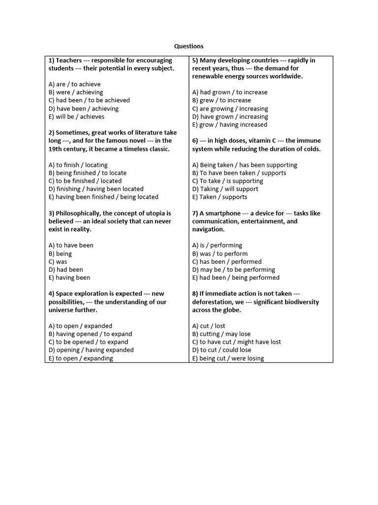 Gerund-Infinitive Questions 2 | PDF | Science