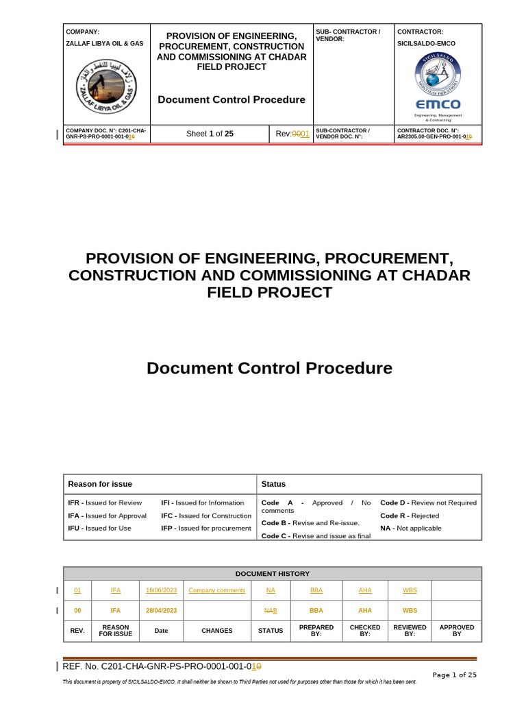 C201 CHA GNR PS PRO 0001 001 01_Document Control Procedure | PDF ...