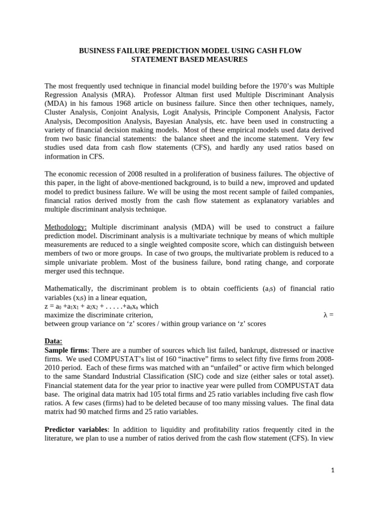 Business Failure Paper For Journal | PDF | Multicollinearity ...