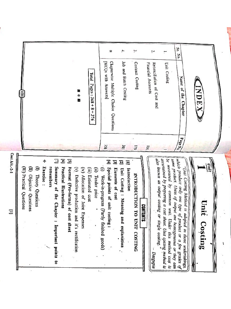 COST ACCOUNTING CH.1 UNIT COSTING | PDF