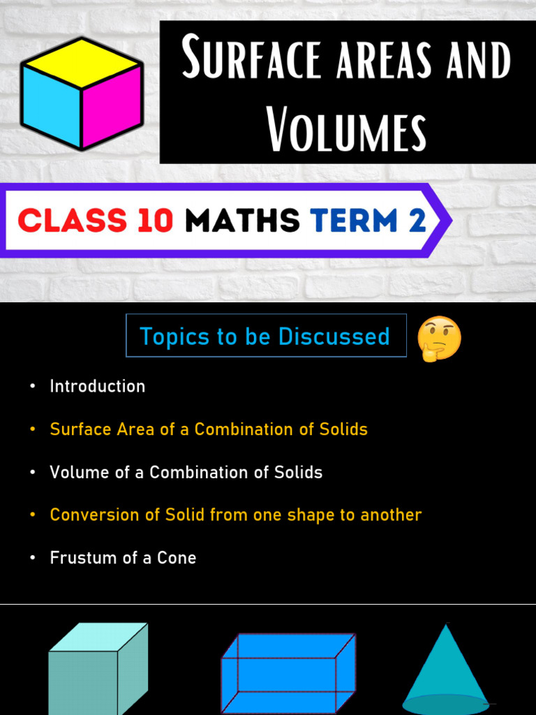 Surface Areas and Volume Notes Class 10 | PDF