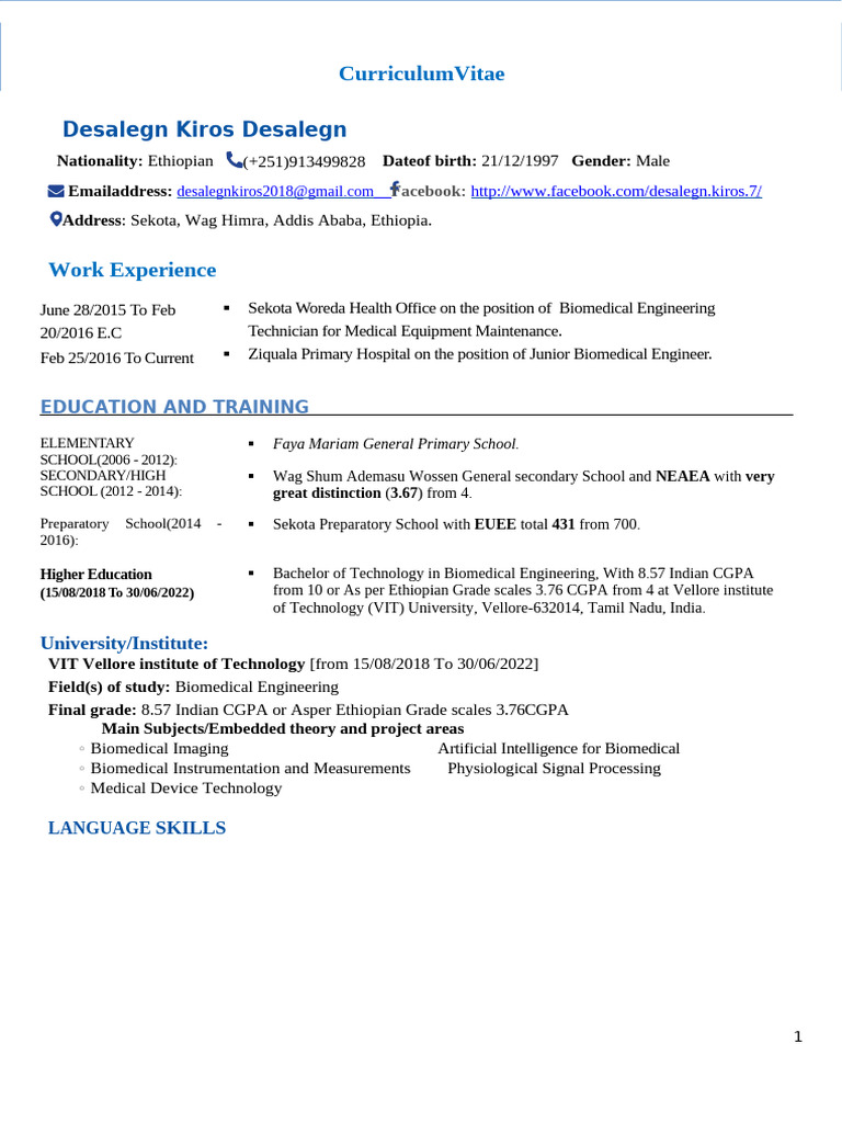 CV | PDF | Ethiopia