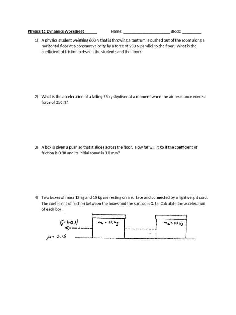 Dynamics Worksheet | PDF
