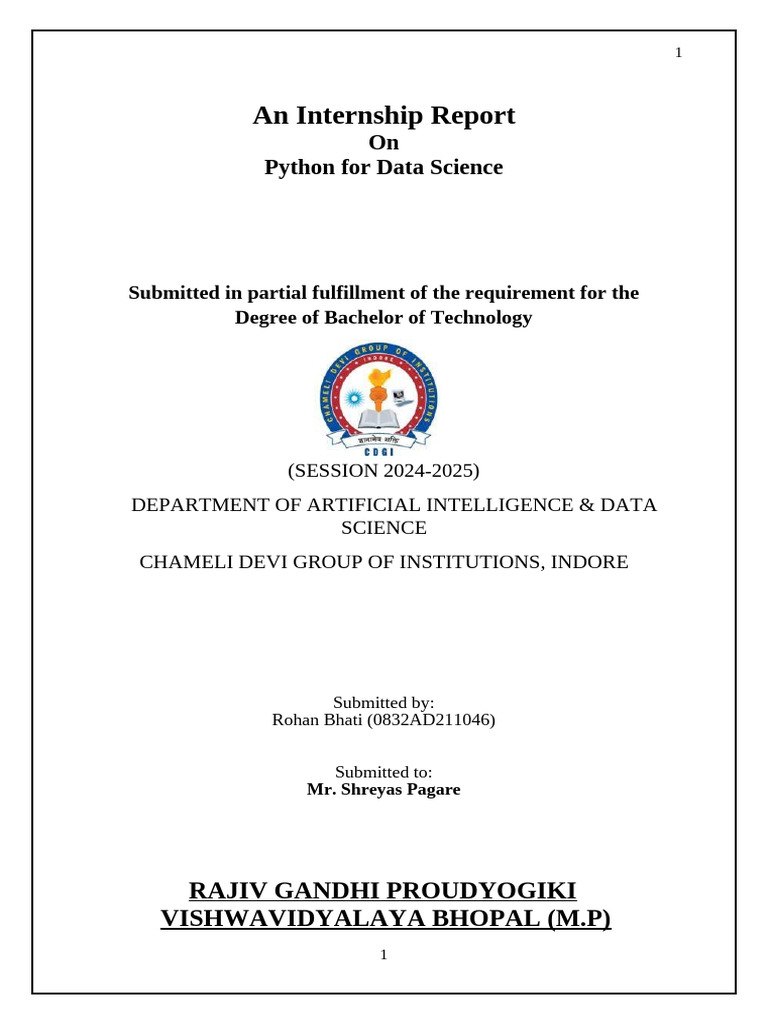 Internship_Report_Format_VII_SEM[1] | PDF | Machine Learning | Deep ...