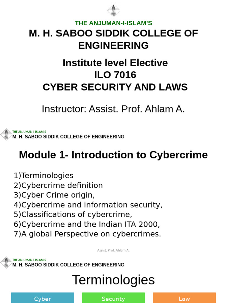 CSL - Module 1 | PDF | Cybercrime | Crime Prevention