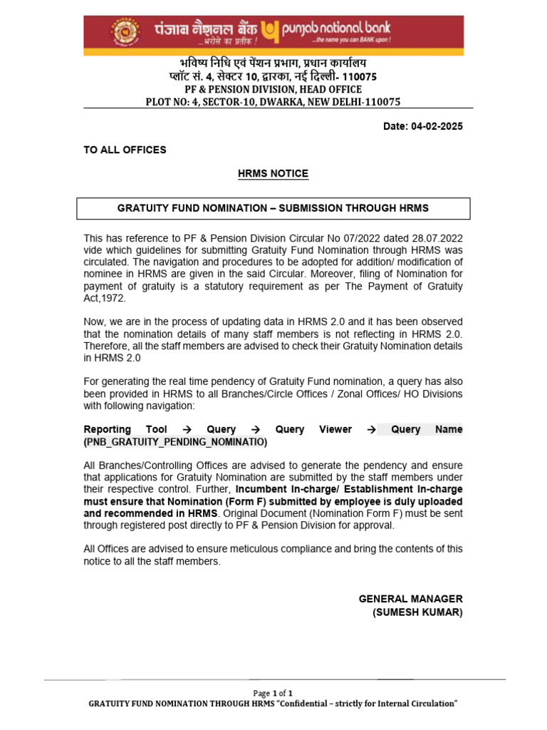 Gratuity Nomination via HRMS | PDF