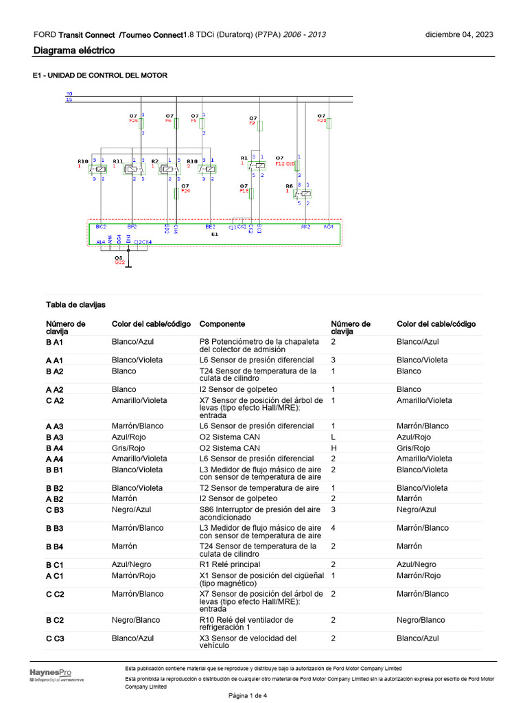 Diagrama Eléctrico Ford Transit 2006-2013 | PDF | Amarillo | Verde