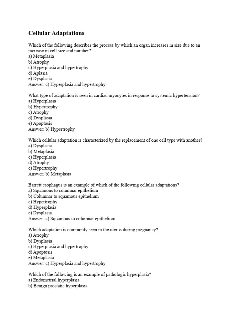 Cellular Adaptations | PDF | Epithelium | Anatomy