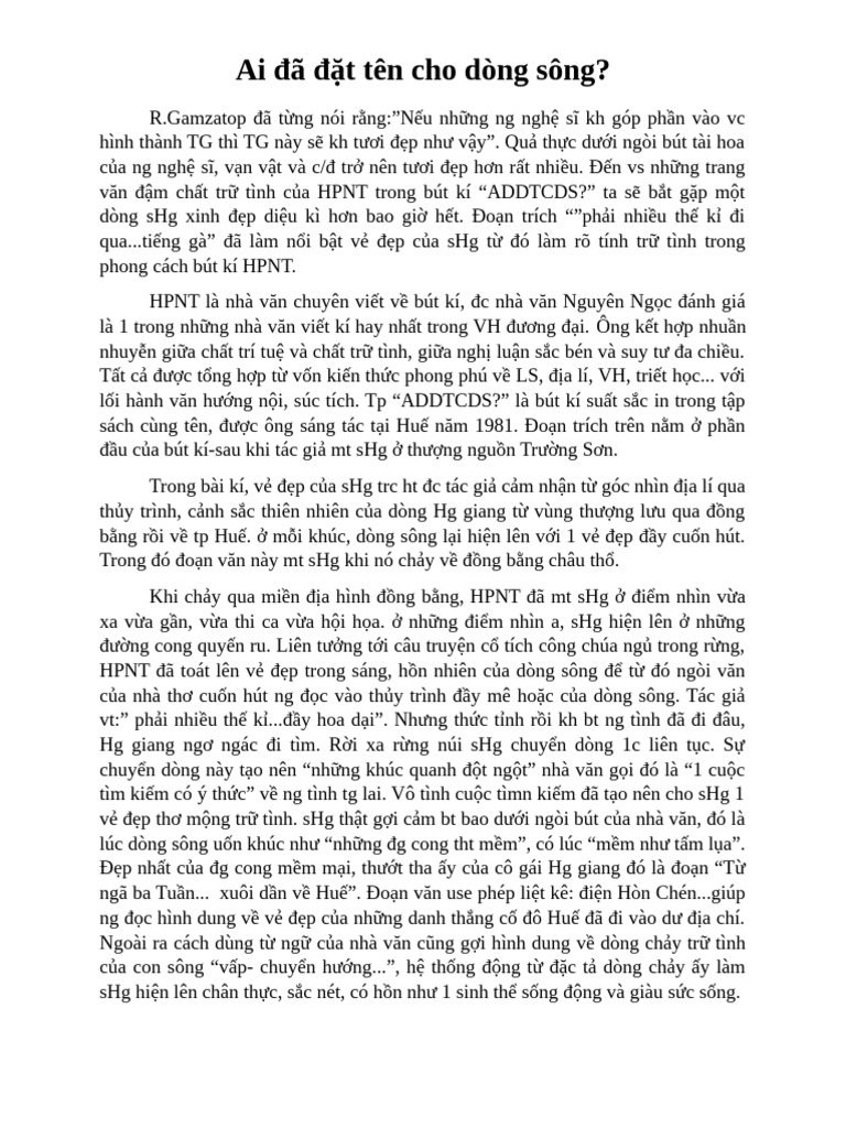 Ai đã đặt tên cho dòng sông | PDF