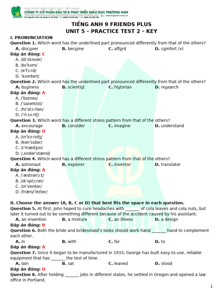 Unit 5 Practice Test Answers | PDF | Earth | Planets