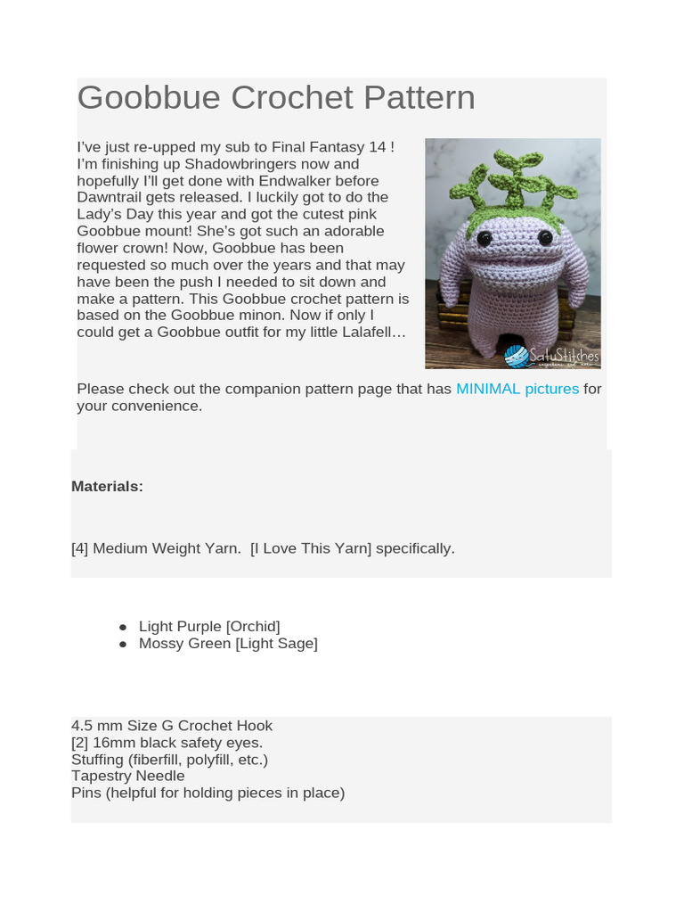 Goobbue Crochet Pattern | PDF | Crochet | Textile Arts