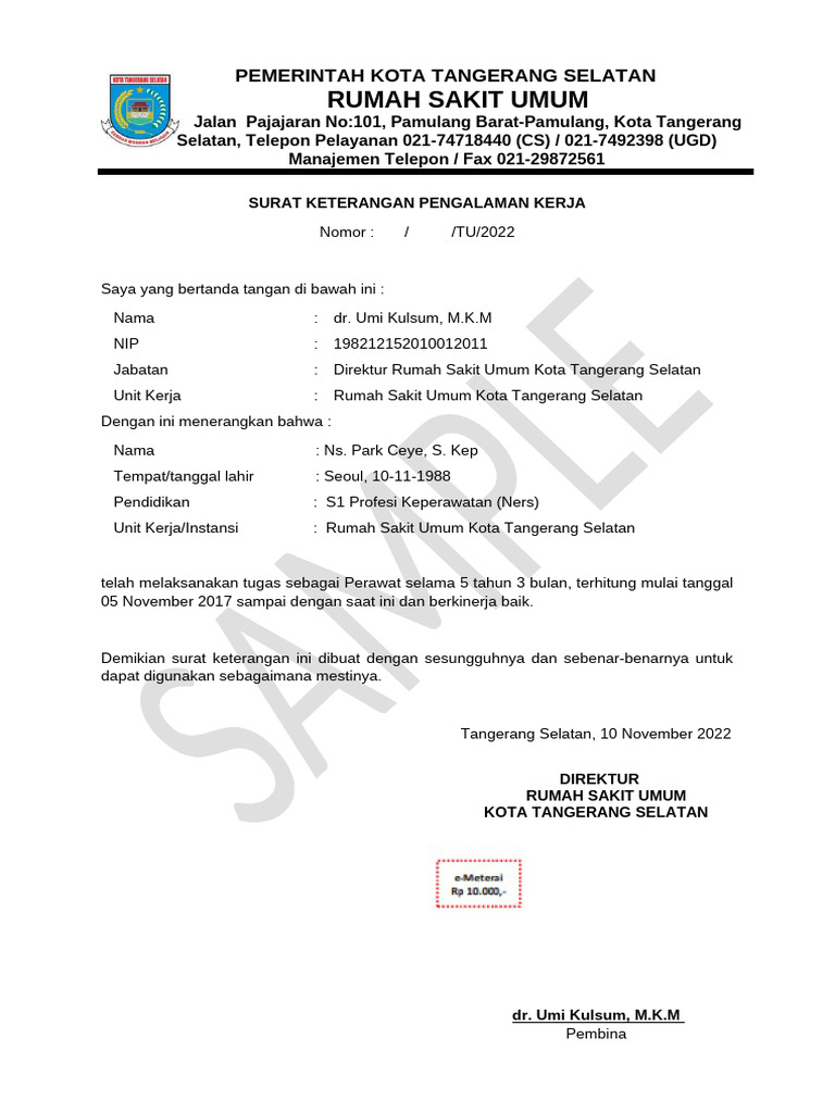 contoh surat p3k | PDF