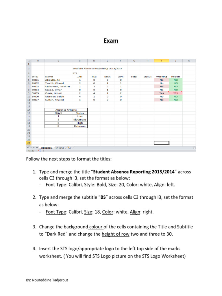 For Y11 and 12 Excel Practical Exam | PDF