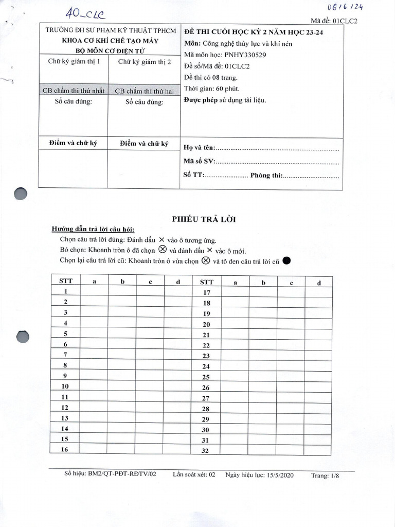 40 - CLC - Công Nghệ Thuỷ Lực - khí Nén 6 6 2024 - 0001 | PDF