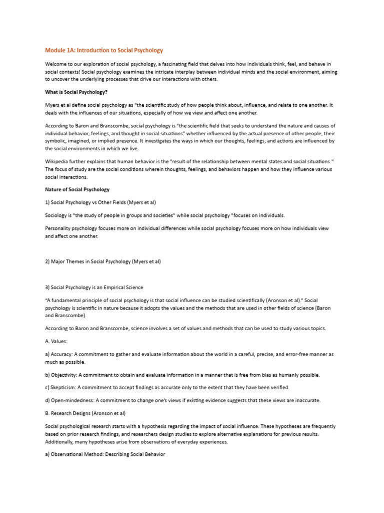MODULE 1-6 MIDTERM | PDF | Social Psychology | Psychology