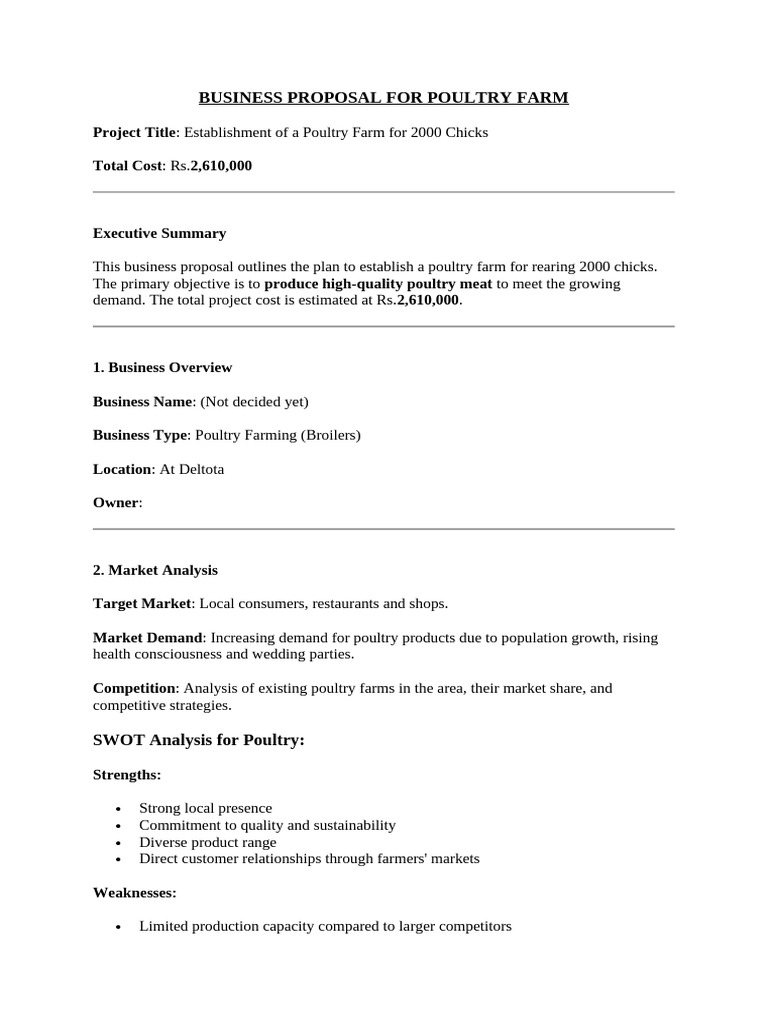 Business Proposal For Poultry Farm | PDF | Poultry Farming | Poultry