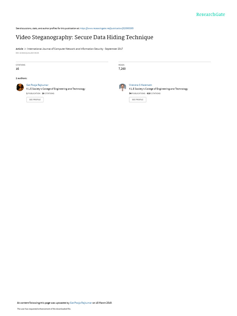 Video Steganography Secure Data Hiding Technique | PDF | Key (Cryptography) | Cryptography