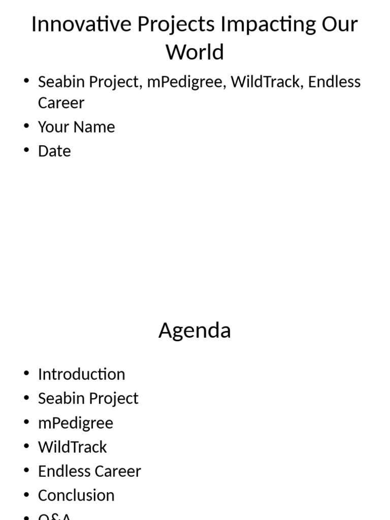 Innovative Projects Presentation | PDF
