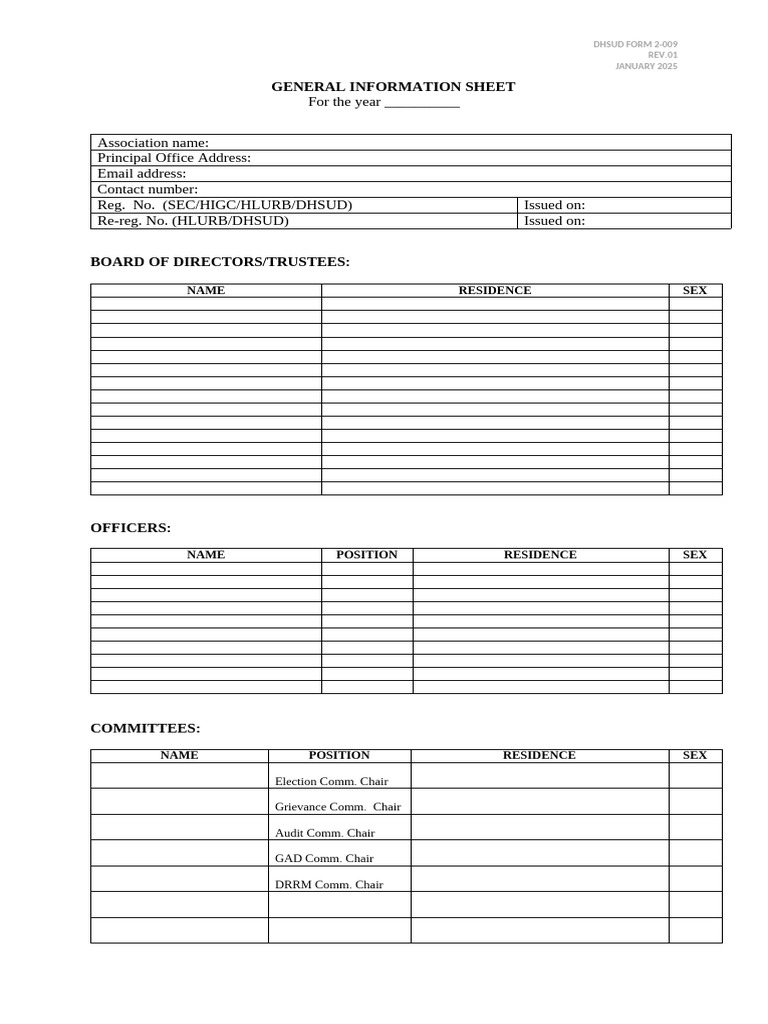 DHSUD General Information Sheet 2025 | PDF