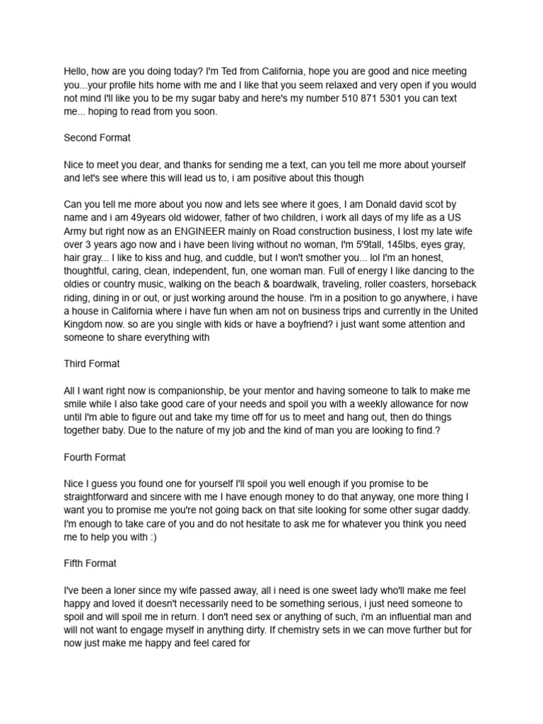 Female Suger Daddy Format | PDF