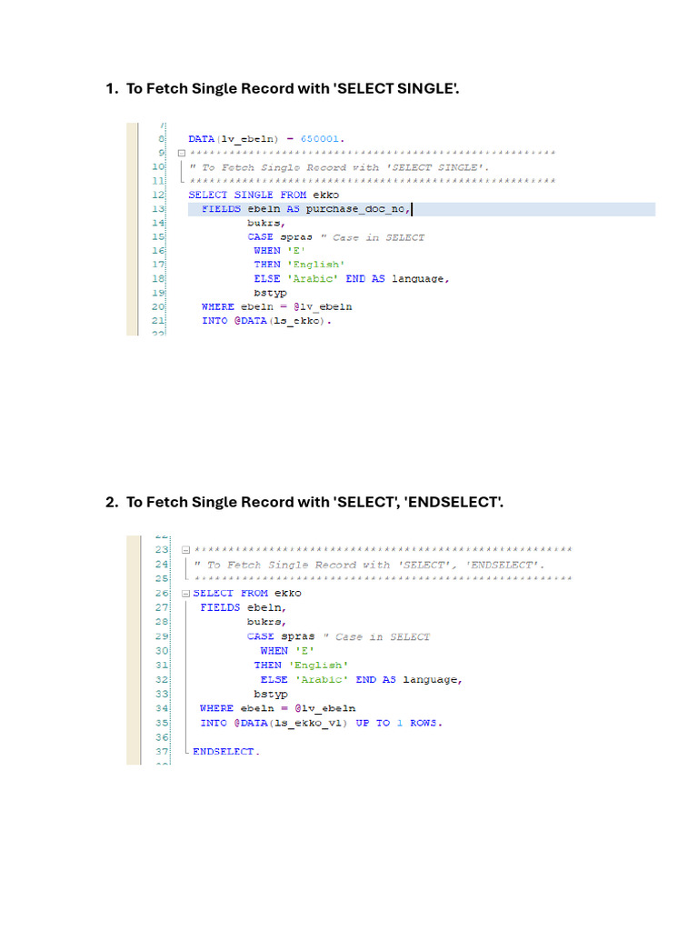 All Modern Code Syntaxes in SAP ABAP | PDF