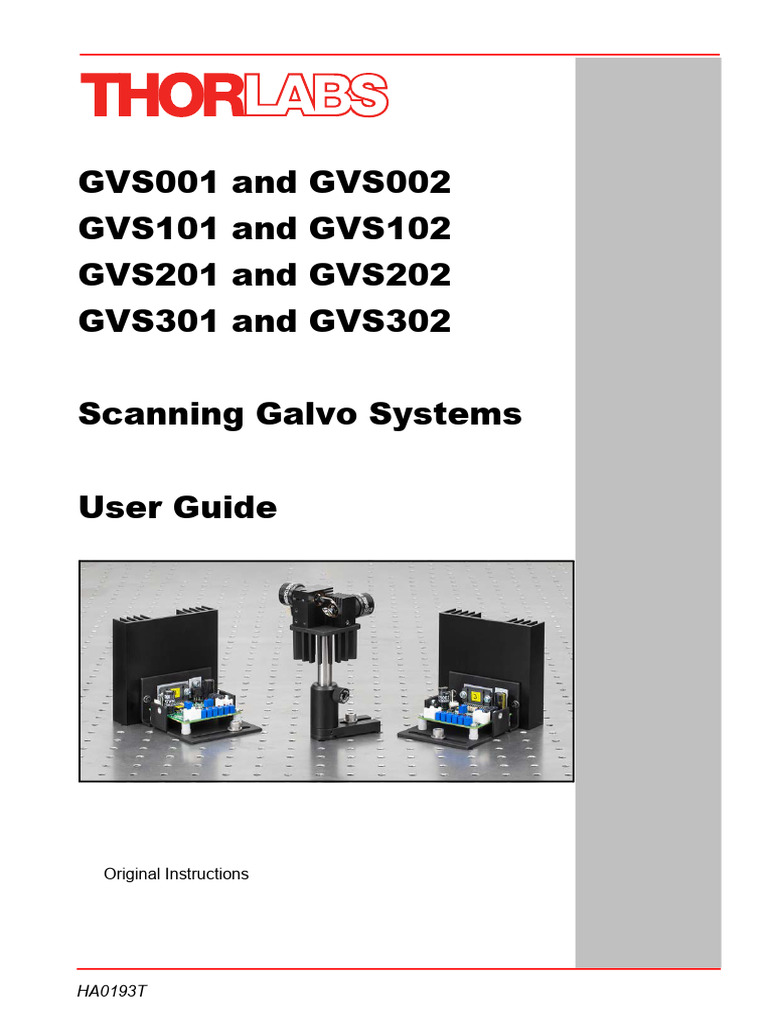 GVS002 Scanning Galvo System Guide | PDF | Mirror | Electrical Engineering