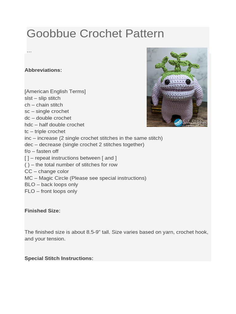 Goobbue Crochet Pattern-v3 | PDF | Crochet | Figured Fabrics