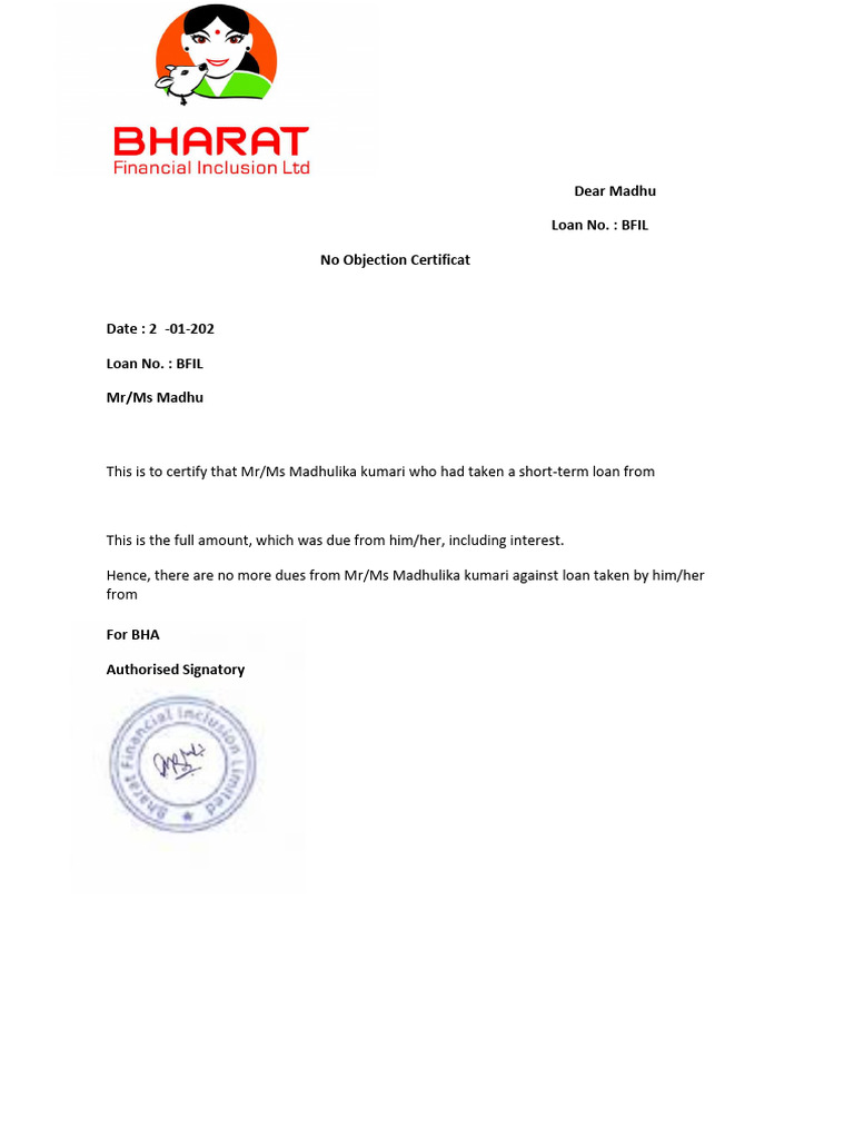 Bharath Loan Noc | PDF