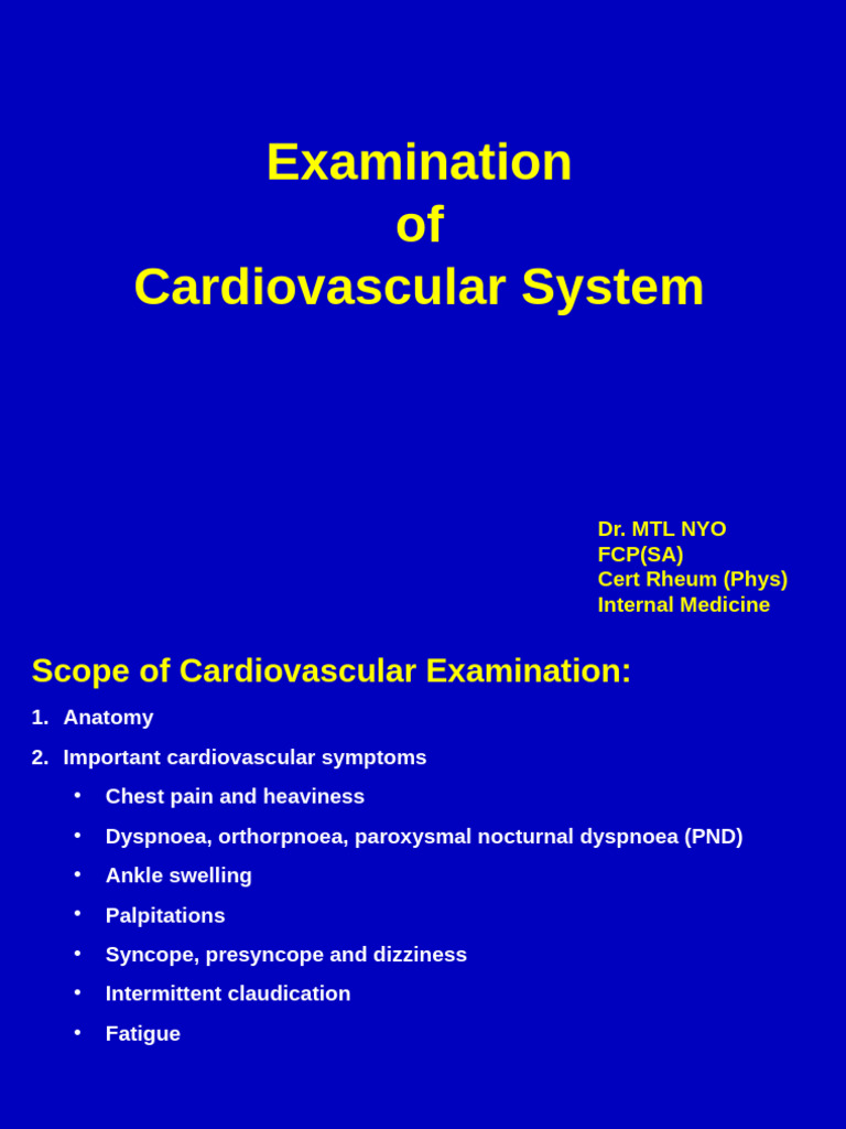 Cardiovascular Examination Guide | PDF | Edema | Pulse