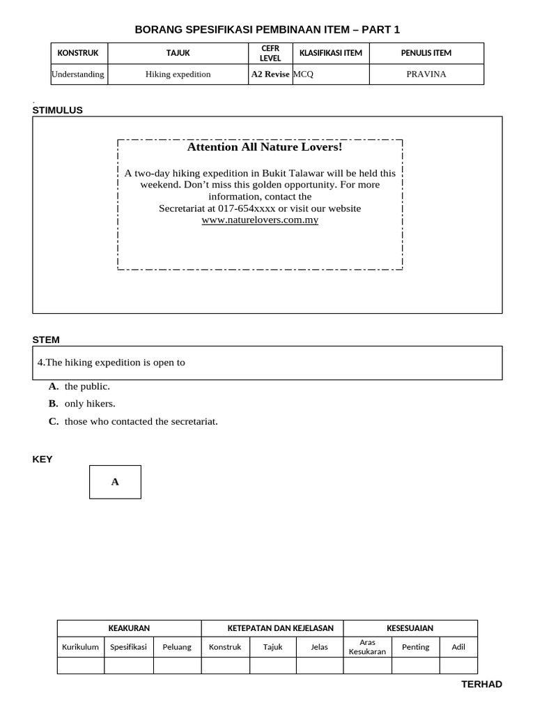 Hiking Expedition Details and MCQ Guide | PDF