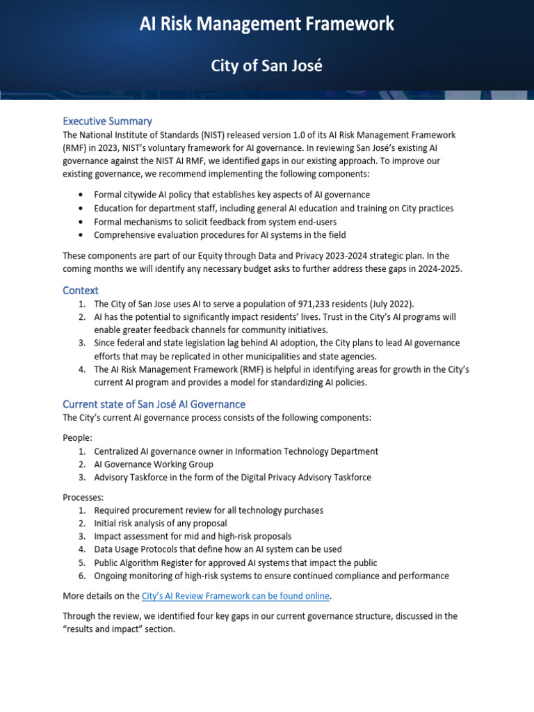 City of San Jose CA | PDF | Governance | Artificial Intelligence