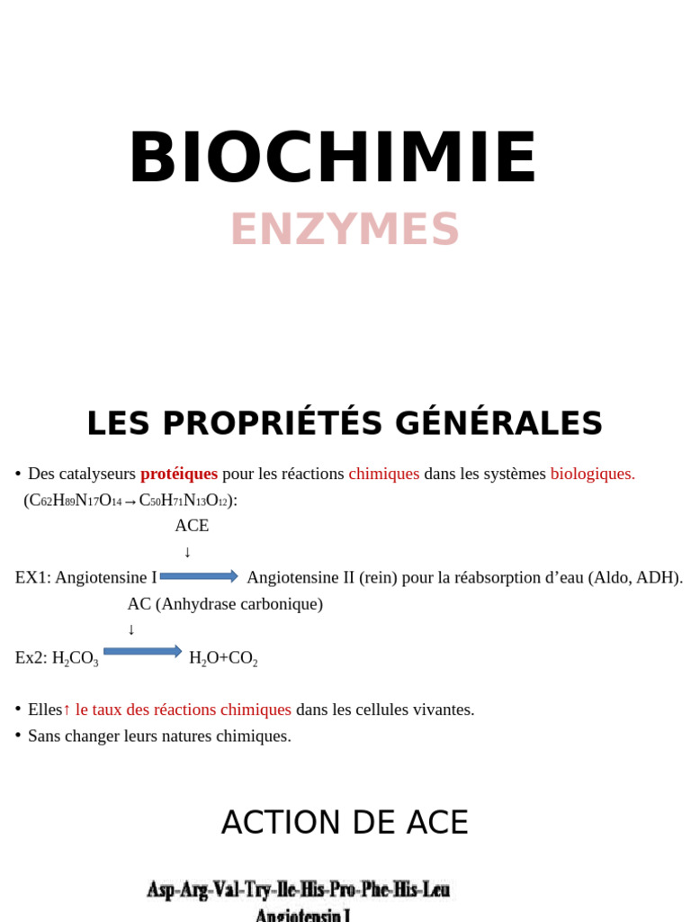 BIOCHIMIE 1.pptx Bis | PDF | Inhibiteur enzymatique | Enzyme