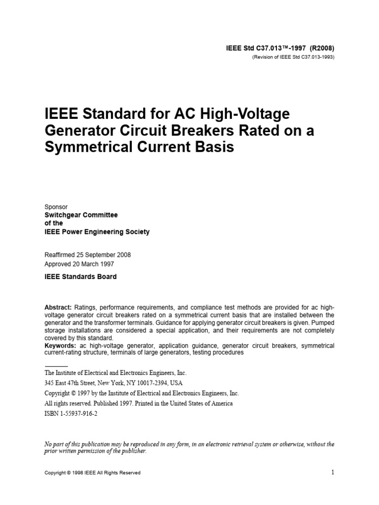 IEEE Standard For AC High-Voltage Circuit Breakers | PDF | High Voltage | Electric Generator