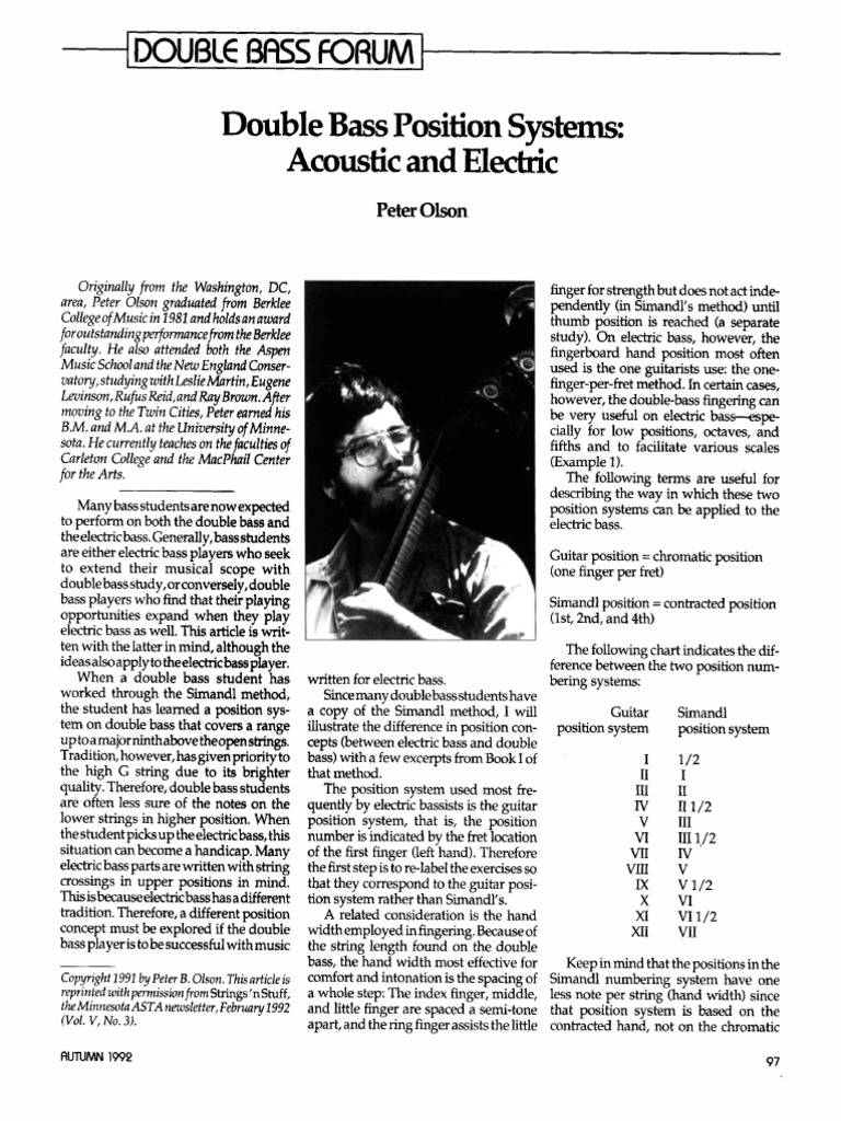 Double Bass Position System - Acoustic and Electric - Peter Olson | PDF | Double Bass | Guitars