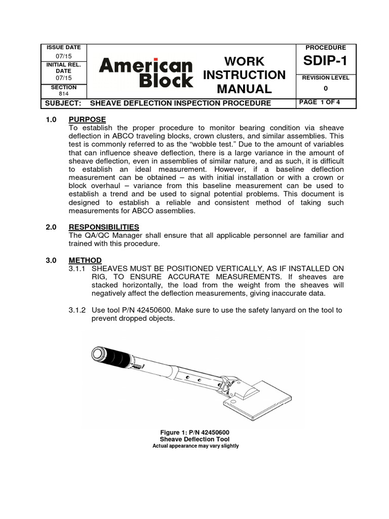 Sheave Deflection Inspection Procedure | PDF | Torque