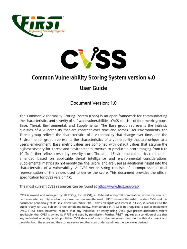 Cvss v40 User Guide | PDF | Computer Security | Security