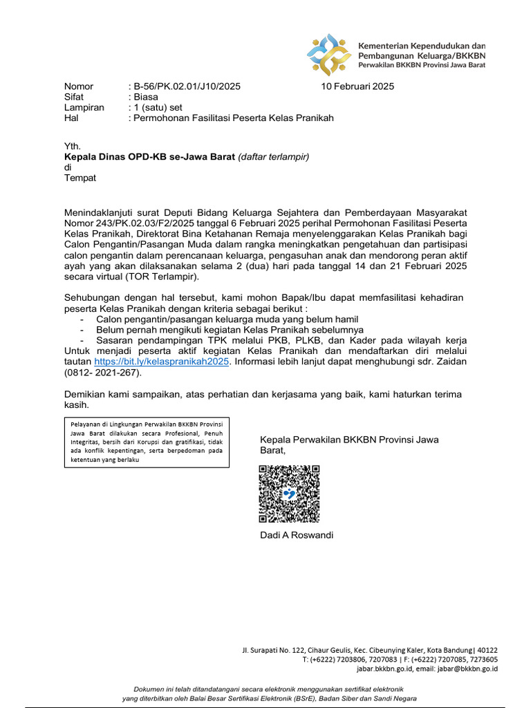 1002 - Fasilitasi Kelas Pranikah - OPD KB - Final | PDF