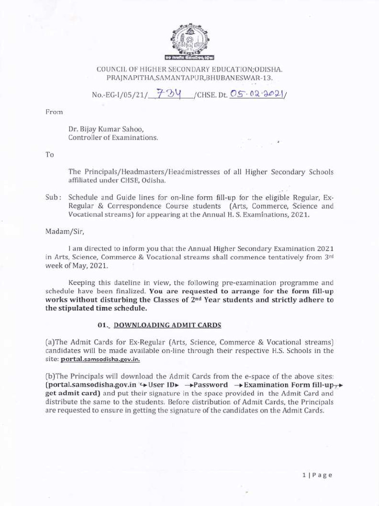 Schedule and Guide Lines For On Line Form Fill Up For The Eligible Regular Ex Regular and ...