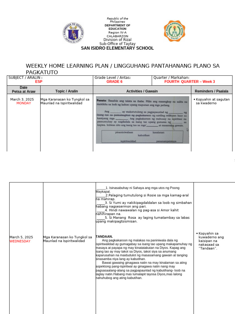WHLP-ESP 6 - Wk-3 - Mar3-7-2025 | PDF