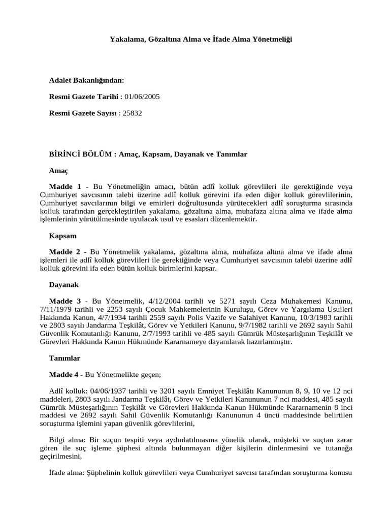 Yakalama Gozaltina Alma Ve Ifade Alma Yo | PDF