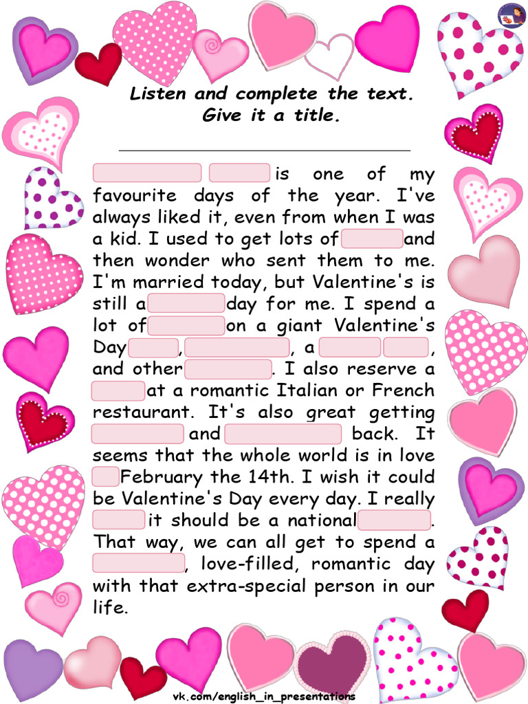 Valentines Day Listening A1-A2 | PDF | Valentine's Day