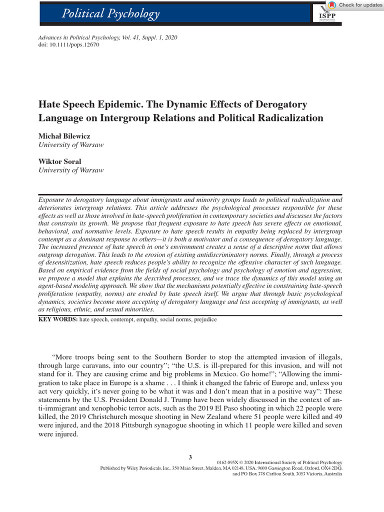 Hate Speech and Political Radicalization | PDF | Hatred | Stereotypes