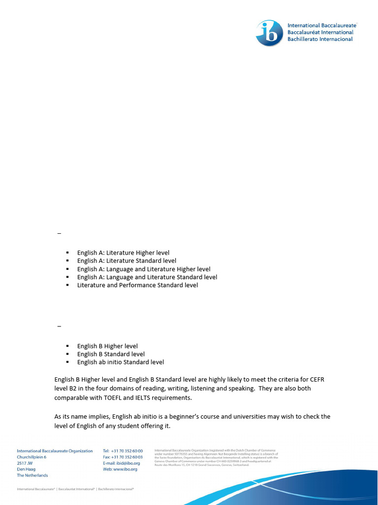 IB English Proficiency for University Admissions | PDF | International ...
