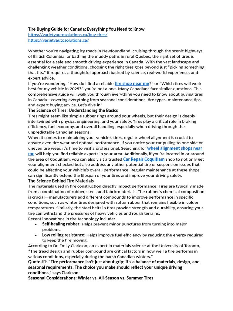 Tire Buying Guide For Canada+ | PDF | Tire | Vehicle Technology