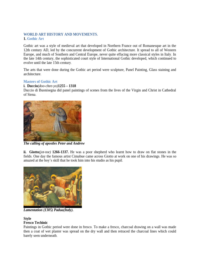 Overview of Major Art Movements | PDF | Michelangelo | Renaissance Art