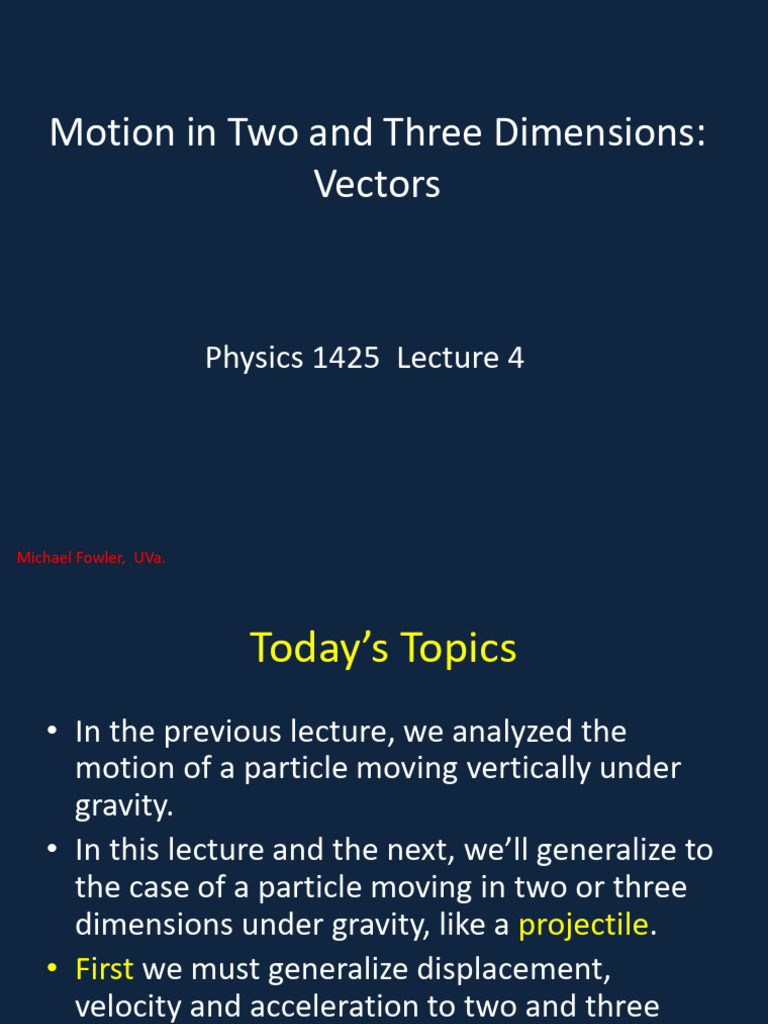 Motion in Two and Three Dimensions | PDF | Euclidean Vector | Acceleration