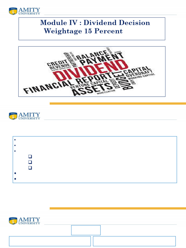 Module IV-Dividend Decision | PDF | Dividend | Financial Services