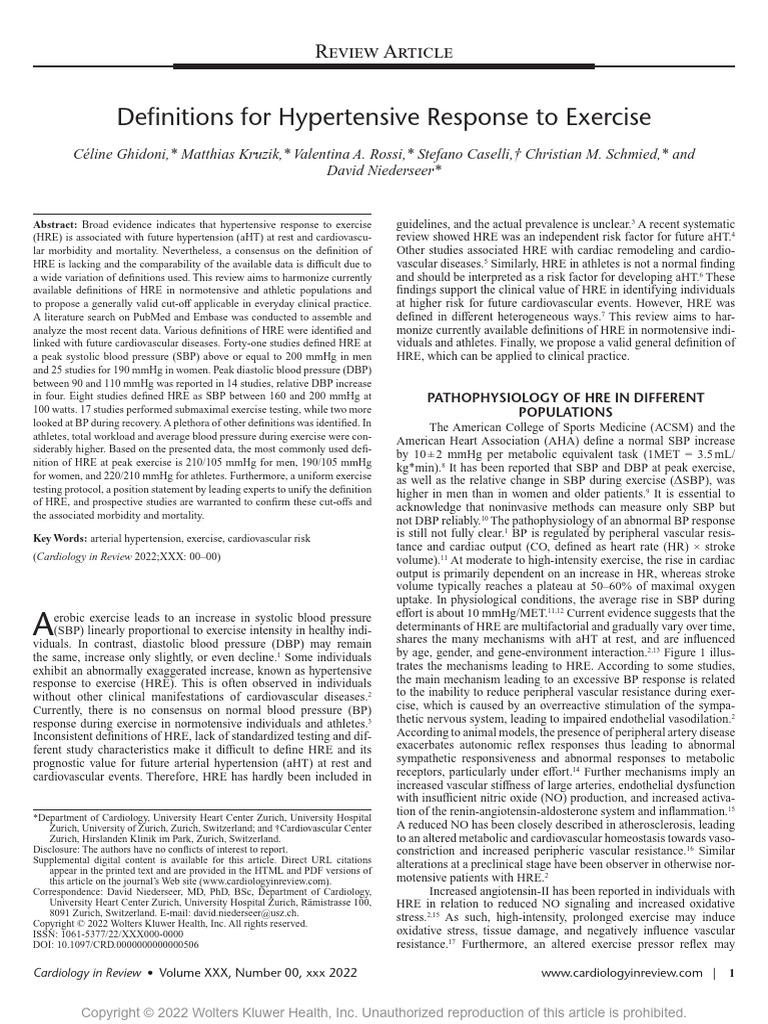 Definitions For Hypertensive Response To Exercise | PDF | Blood ...